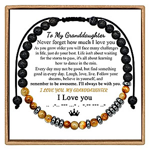 JoycuFF Tigers Eye Morse Code Bracelets For Granddaughter Women Birthday Gifts For Granddaughter From Grandma For Birthday Graduation Christmas Wrap Strand Bracelet Women Jewelry