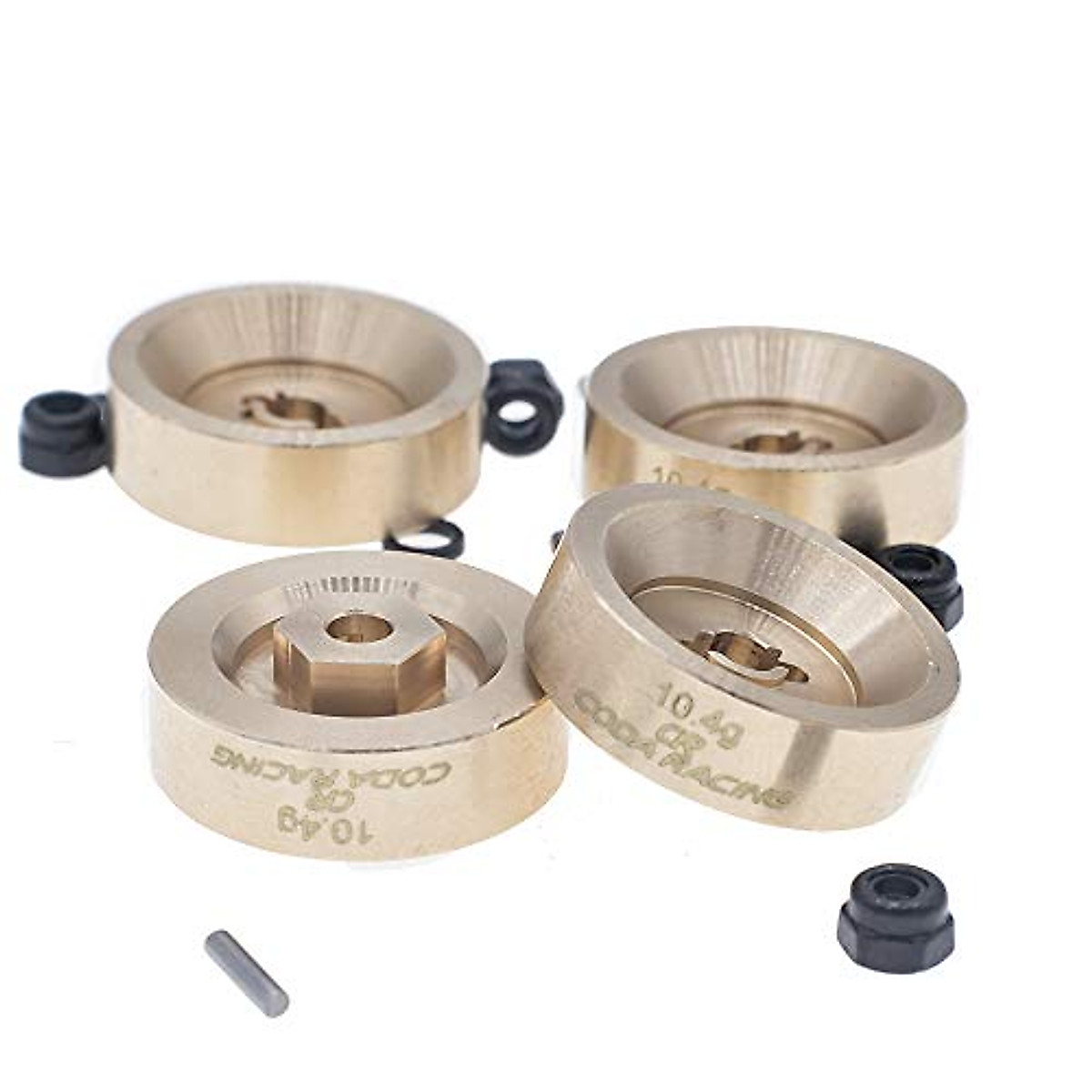CODA RACING 4pcs 10.4g Brass Wheel Weights Hex Adapter 5mm for AXIAL SCX24 AXI00001 AXI00002 AXI00005 AXI00006 Upgrades 1/24 RC Crawler Car