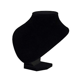 Homyl Black Velvet Wooden Necklace Display Bust Stand Mannequin - Jewelry Holder for Necklaces Chain, Choker, Pendant - 20x20x17cm
