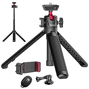 Camera Phone Tripod Flexible for Gopro - Mini Desktop Table Tripod Extendable Handle Selfie Stick Phone Hot Shoe Mount Remote Shutter Vlog Kits for Sony iPhone Gopro Hero Black