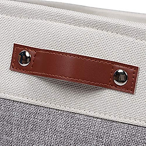 Univivi 10.5 Inch Fabric Storage Cube Bins with Hard Bottom, 4 Pack Storage Baskets with PU Handles for Shelves Closet Nursery Foldable Storage Bins for Organizing (Gray,10.5" x 10.5" x 11")