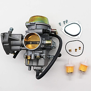 KIPA Carburetor For Yamaha RHINO 660 YFM660 YXR660FA YXR660FSE YXR660FH YXR660 Hunter UTV ATV 2004 2005 2006 2007 Replace OEM part number 5KM-14901-00-00 2Pcs New Main jets & 2Pcs Fuel Filters