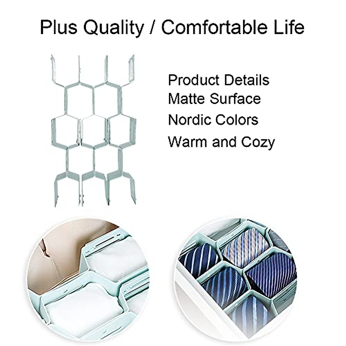 Drawer Divider, Tool Honeycomb Closet Dividers Adjustable Drawer Organizer Tool for Living Room， Bedroom for Underwear/Sock(Light Blue)
