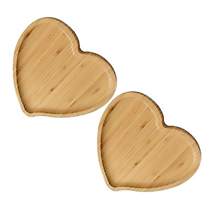 UPKOCH 2pcs Heart Shape Wood Plate Wooden Serving Tray Food Plate for Dessert Snacks Fruit Breakfast Sandwich Bread M