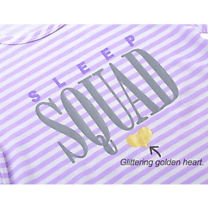 Cozchique Summer Pajamas For Girls – Stripe & Glittering Heart PJS Pal Cute Jammies Set Big Kids Size 12