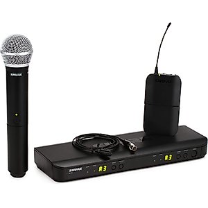 Shure BLX1288/CVL UHF Wireless Microphone System - Perfect for Church, Karaoke, Stage, Vocals - 14-Hour Battery Life, 300 ft Range | Includes Handheld & Lavalier Mics, Dual Channel Receiver | H10 Band