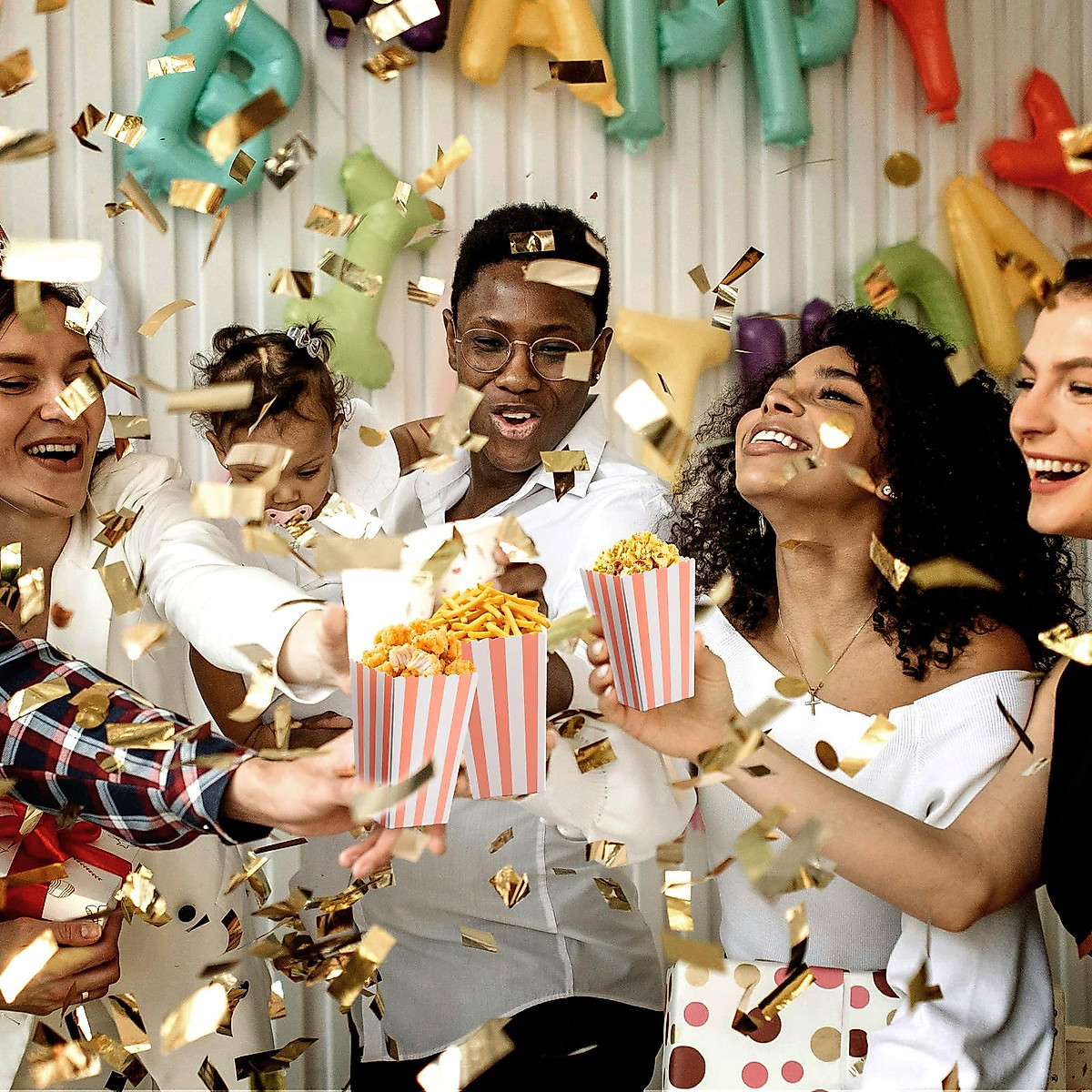 48 Pcs Popcorn Cups Paper Pink Popcorn Boxes French Fry Cups Snack Holders Paper Treat Bags for Birthday Party