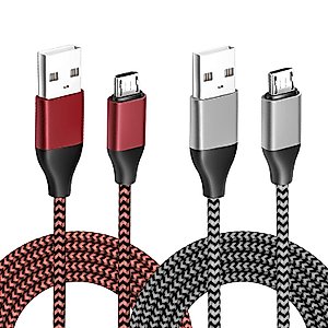SISSFO 15FT Charger Charging for PS4 Controller Cable 2PCS Nylon Braided Micro USB 2.0 High Speed Data Sync Cord for Xbox One S/X, PlayStation 4, PS4 Slim/Pro Controller Charger and Play Cord