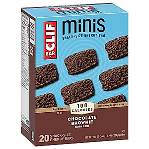 CLIF BAR Minis - Chocolate Brownie Flavor - Made with Organic Oats - 4g Protein - Non-GMO - Plant Based - Snack-Size Energy Bars - 0.99 oz. (20 Pack) - CASE