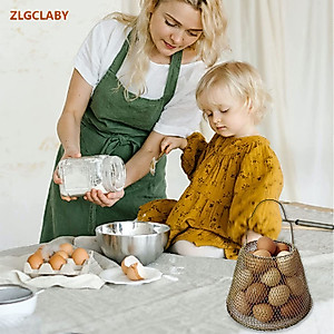 Egg Basket, Wire Storage Basket, Collapsible Metal Hanging Basket Empty Christmas Gift Basket With Handles Basket For Easter Eggs Candy Decorative Basket (Round)