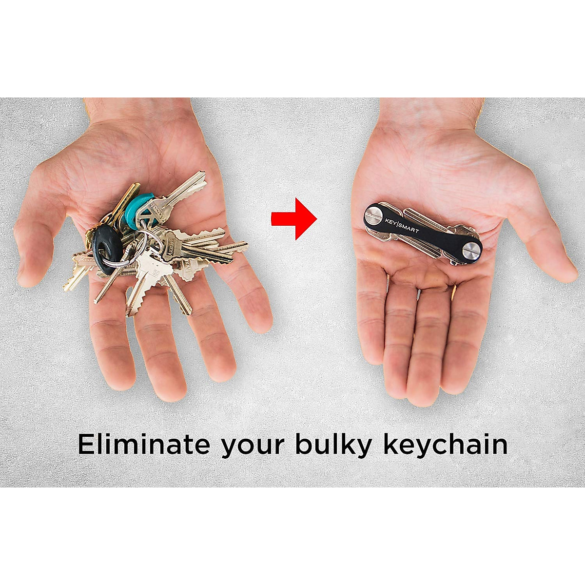 KeySmart Classic - Compact Key Holder and Keychain Organizer (up to 14 Keys) (Black)