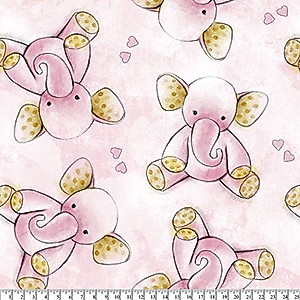 Elephants Pink Anti-Pill Premium No-Sew Throw Fleece Fabric Kit (50x60)