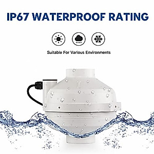 xyfair XYF Air PF-100 | Radon Mitigation Fan 4" 190CFM | Waterproof Duct Fan (Indoor/Outdoor)