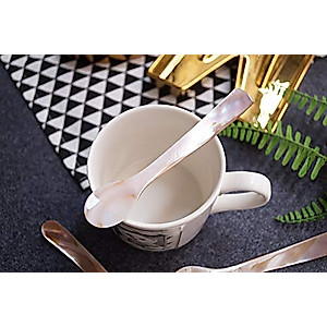 DUEBEL Set of 6 Mother of Pearl 3.55′′ Caviar Spoons for Caviar Serving or Egg Serving