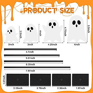 Halloween Standing Table Decor Ghost Wooden Signs Halloween Tiered Tray Decorations Ghost Table Centerpiece Tall Block Sign for Halloween Party Home Room Decor, 4 Pcs