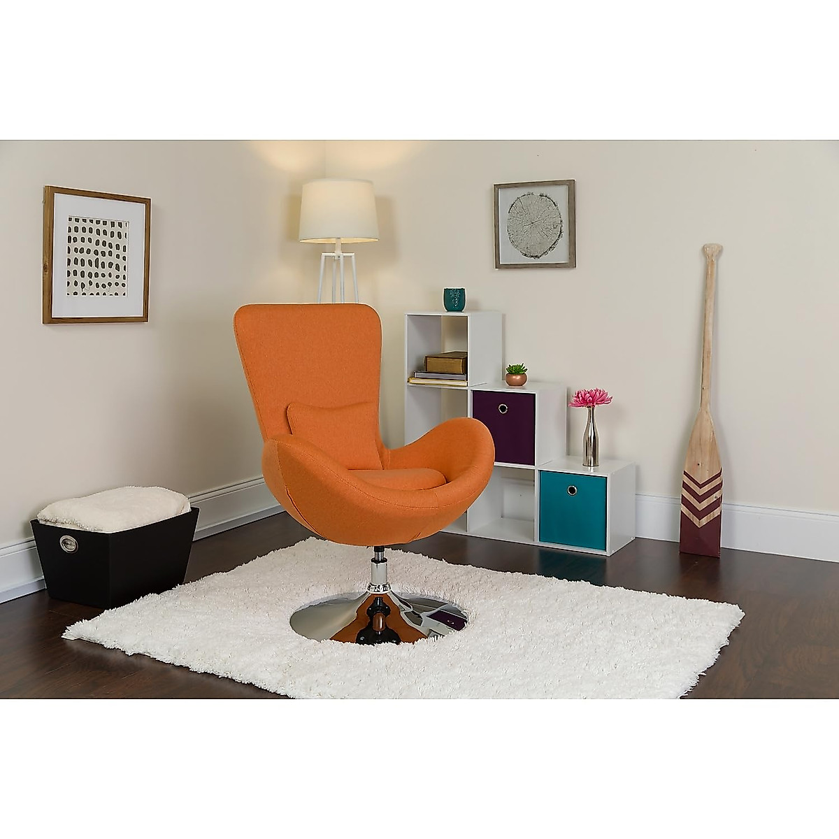 Flash Furniture Egg Series Orange Fabric Side Reception Chair