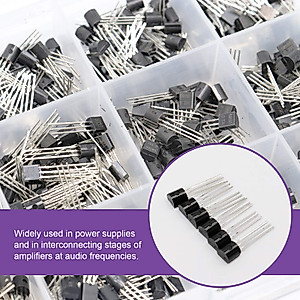 LARSEBEI 600-Piece 15 Values Transistors Assortment Kit Box Including 2N2222-S9018 NPN PNP Power General Purpose Transistors