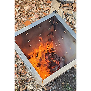 Marabuut Garden Waste Incinerator - Large 29" x 16" Square Galvanized Burn Barrel Trash Can - Used to Burn Yard Debris, Wood, Leaves, and Cardboard - Complete with Assembly Tools