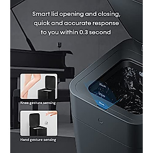 TOWNEW T1S Automatic Trash Can with Lid, 4.1 Gallon Smart Self-Sealing and Self-Changing, Motion Sense Activated Garbage Can for Kitchen Bathroom Office, Black.