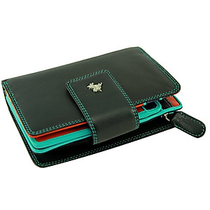 VISCONTI SP30 YLANG Spectrum Collection Multi Colored Soft Leather Bifold Wallet (Red)