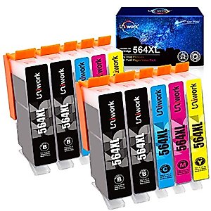 Uniwork Compatible Ink Cartridge Replacement for HP 564 564XL Replacement for Photosmart 6520 5520 4620 5510 C410a 6525 5514 OfficeJet 7510 4620 DeskJet 3522 Printer Tray (4BK/2C/2M/2Y) 10 Pack