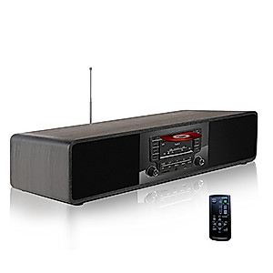 KEiiD CD Player with Speakers Bluetooth for Home Stereo System Boombox | FM Radio USB SD AUX Remote Control | 28 Inch Long with Bluetooth Receiver (Black Finish)