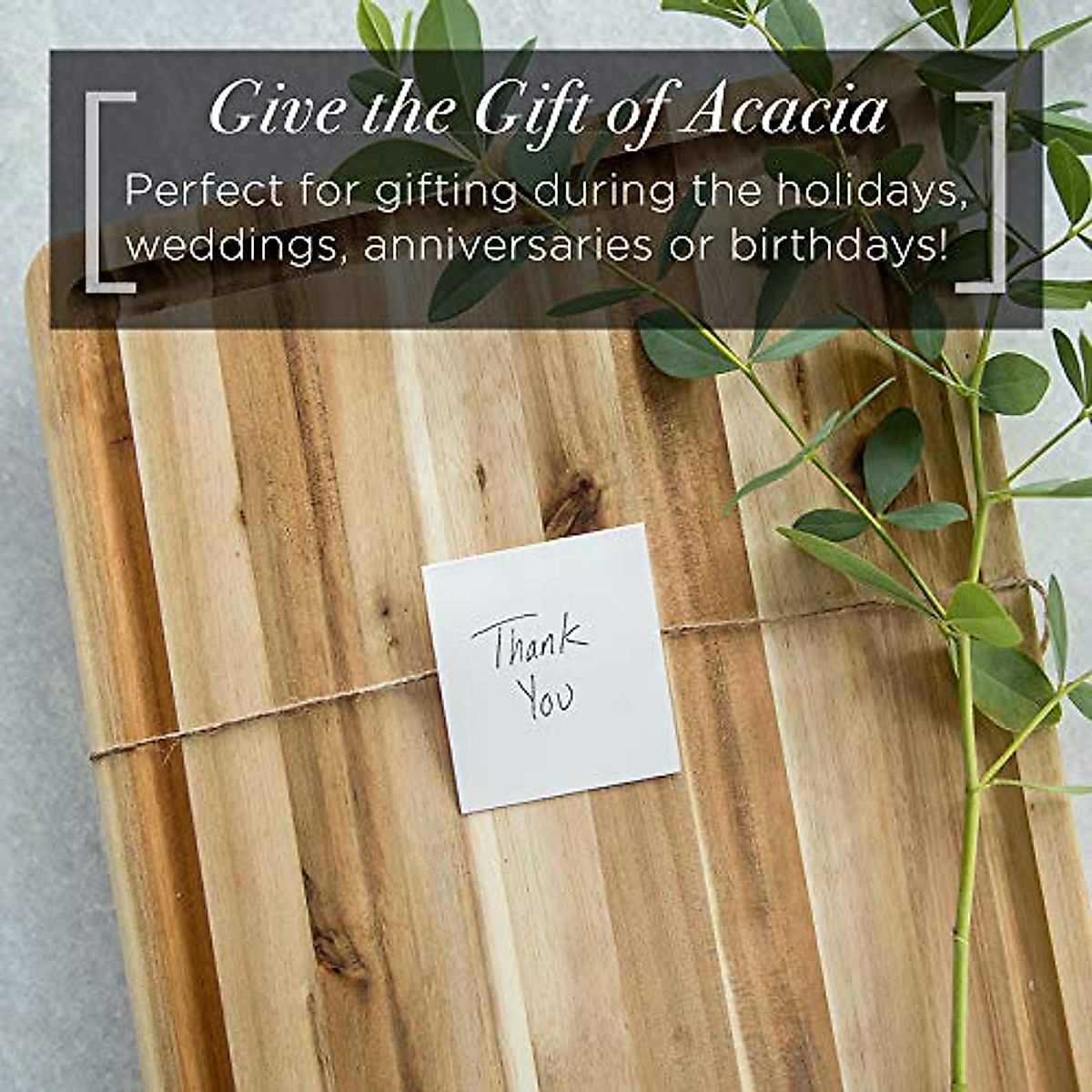Large Acacia Wood Cutting Board by Door 56 Co 18 x 12 x 1.5 Thick Reversible Chopping Block with Juice Groove