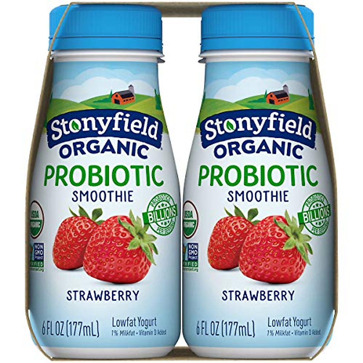 Stonyfield Organic, Low Fat Strawberry Smoothie, 6 oz, 4 Count