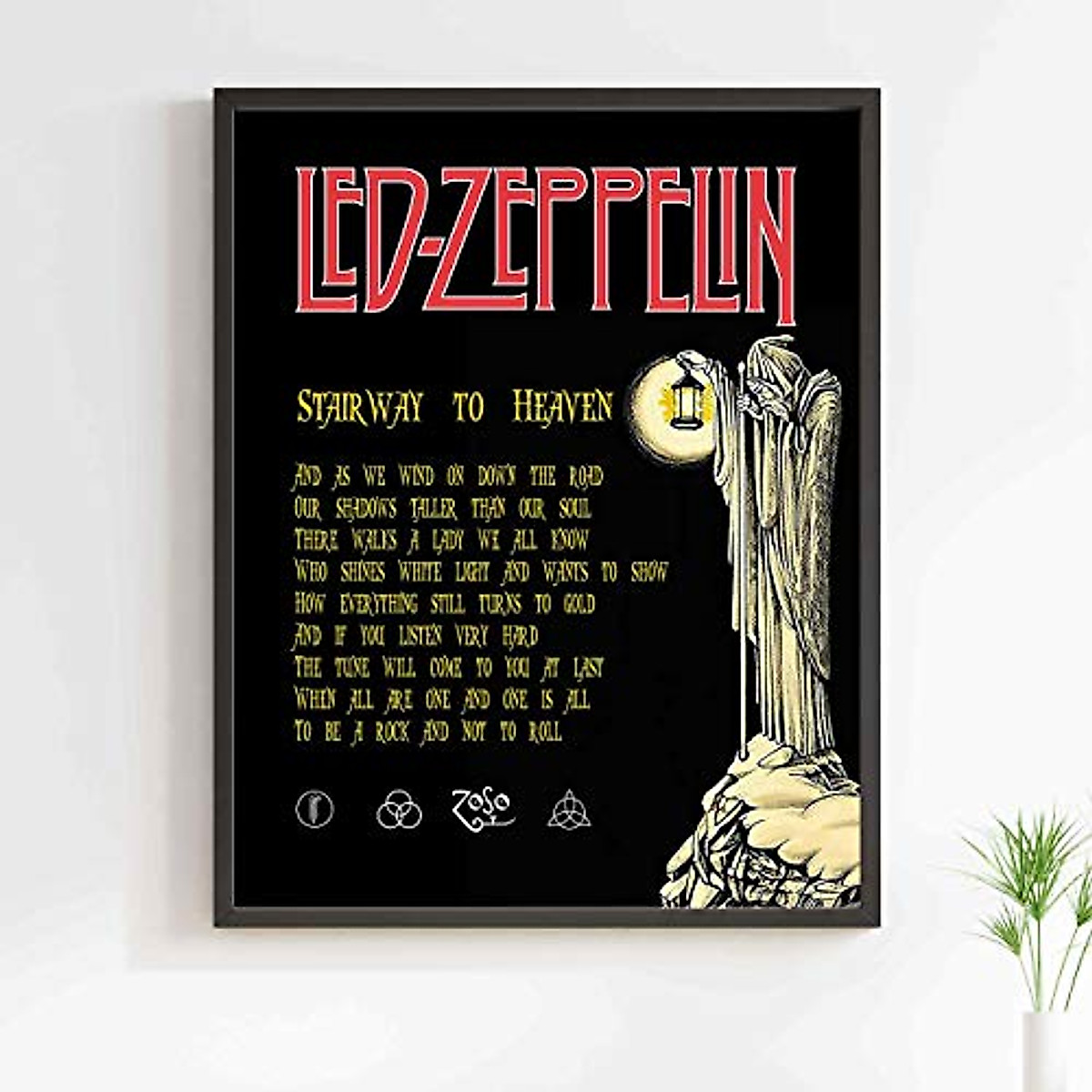 Led Zeppelin Band-"Stairway To Heaven" Song Lyrics Wall Art- 11 x 14" Rock Music Poster Print-Ready to Frame. Vintage Home-Office-Studio-Cave Decor. Perfect Gift for Musicians & All Zeppelin Fans!