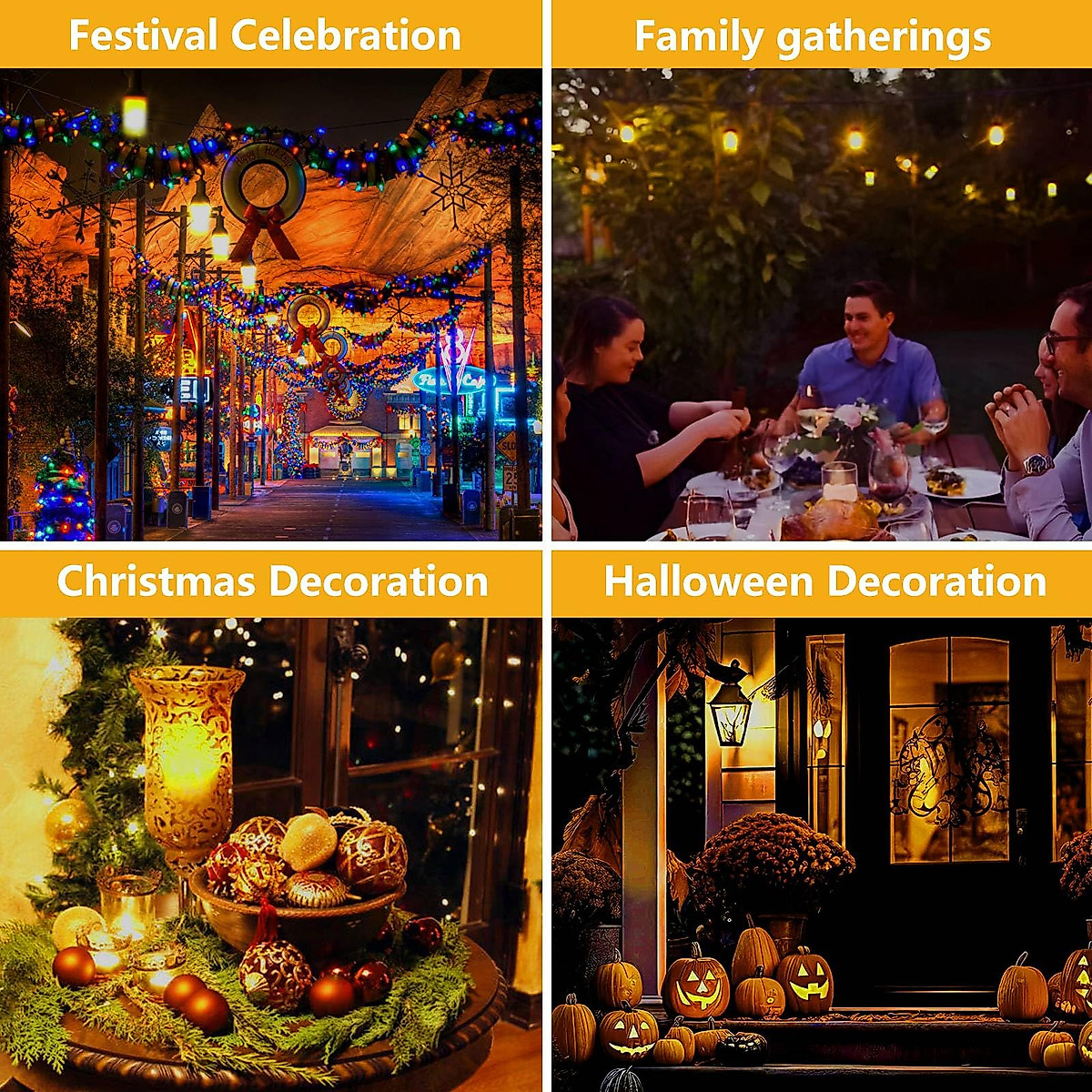 aobthurn Flame Light Bulbs, 4 Modes LED Flame Effect Light Bulb, E26 Base Flickering Light Bulb with Gravity Sensor,Flickering Light Bulbs Halloween Home Party (4 Pack)