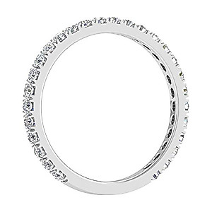 FINEROCK 1/2 Carat Diamond Wedding Band Ring in 14K White Gold (Ring Size 4.5) (I1-I2 Clarity)