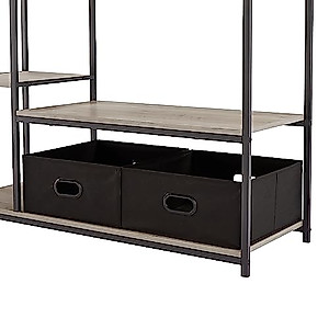 GERDIOEB Garment Organizer, Freestanding Closet Organizer, Freestanding Closet System with Open Dividers and Rails for Hanging Clothes, Sturdy Storage Closet Hangers, Bedroom Hangers (Grey)