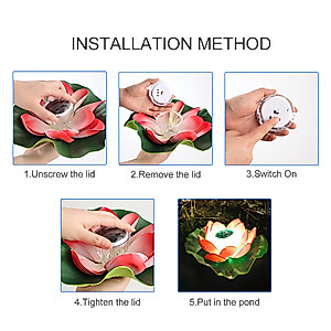 ComeHome Floating Solar Pond Light Lotus Floating Lights Lotus Solar Light, Solar Floating Pool Lights Lotus Flower Decor Solar Lights for Pond