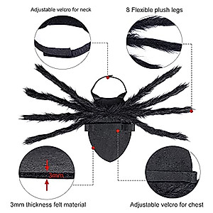 ZC Halloween Spider Costume for Small Dogs and Cats, Halloween Funny Pet Dog Puppy Cosplay Costume with Adjustable Velcro