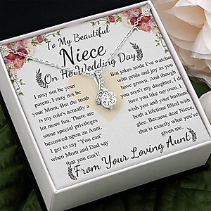 Meaningful Jewelry Gift Alluring Necklace To My Beautiful Niece From Aunt on Her Wedding Day, keepsake gift with Personalized heart touching Message Card (Standard Black box)