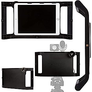 iOgrapher iPad Case with Handles for Tripod and Lens Adapter - iPad Stabilizer for Mini 4th, 5th, and 6th Gen - Tablet Case for Recording and Photos - iPad Holder for Tripod (Black)