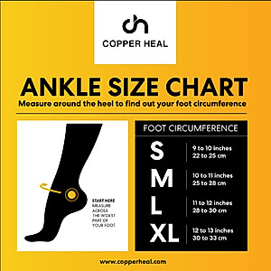 COPPER HEAL ANKLE Compression Sleeve (PAIR) - Highest Copper Infused Socks Arch Support Foot Swelling Achilles Tendon Joint Pain Plantar Fasciitis Sports Injury (L - pair)