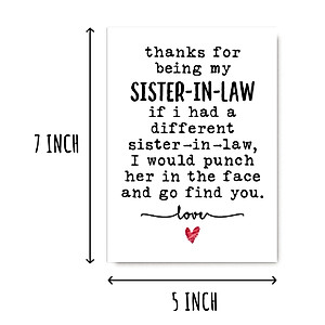 NTVShop Thank You Card - For Being My Sister-In-Law Card - Funny Birthday Card - Humorous Sister-In-Law Christmas - Gift For Her
