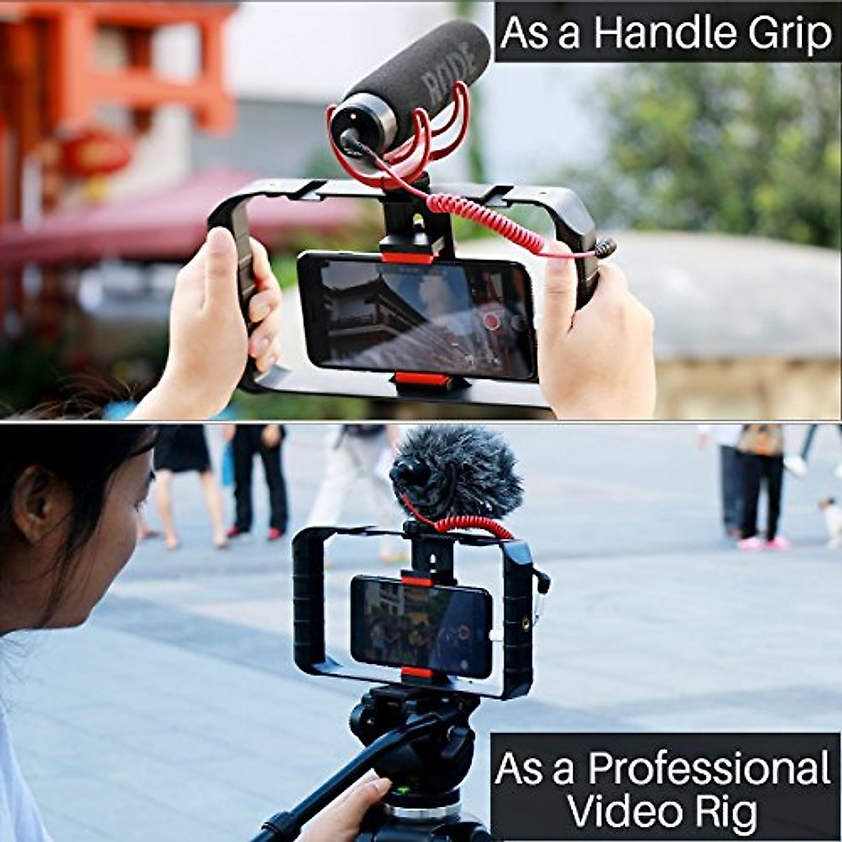 Ulanzi U Rig Pro Video Rig for iPhone, Phone Stabilizer Rig w Triple Cold Shoe Mount,Phone Tripod Mount for iPhone 11 Pro Max XS Max X 8 7 6 plus OnePlus 7 Pro Samsung Google Pixel Vlogging Filmmaking