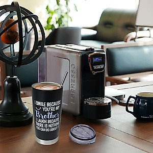 CTIGERS Funny Brother Tumbler with Lid and Straw Insulated Travel Mug Gifts for Brother from Sibling, Birthday,Christmas,Thank Giving Day,Wedding Gifts 20 oz BLACK