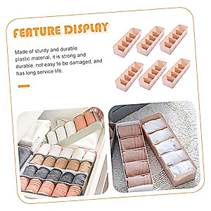Housoutil 6pcs Storage Box Adjustable Vanity Stool Desktop Drawers Storage Box Plastic Socks Sock Drawer Organizer Scarf Compartment Underwear Box Sock Underwear Drawer Organizer Pink Grid