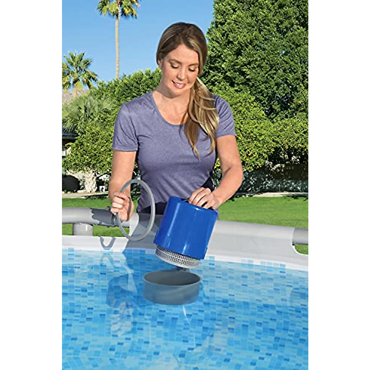 Bestway Flowclear Wall Mount Surface Skimmer | Cleans Above Ground Pools | Attracts Floating Debris, One Size, Grey