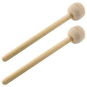 Jiozermi 2 Pcs Drum Mallet 13.22 Inches Length, Wool Felt Drum Stick, Anti-slip Bass Percussion Sticks, Instrument Band Accessory Part for Drums Snare Drums, Beige