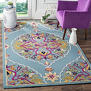 SAFAVIEH Bellagio Collection 2'3" x 5' Navy Blue/Multi BLG605C Handmade Medallion Premium Wool Accent Rug