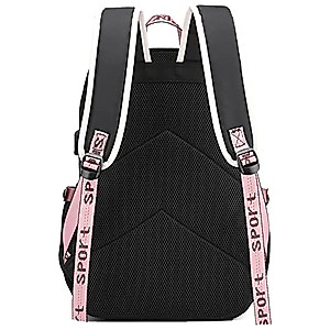 CUSALBOY Kpop Backpack Lisa Rose JISOO Jennie Shouler Bag Messenger Bag Fashion USB Charging Backpack (black 4)