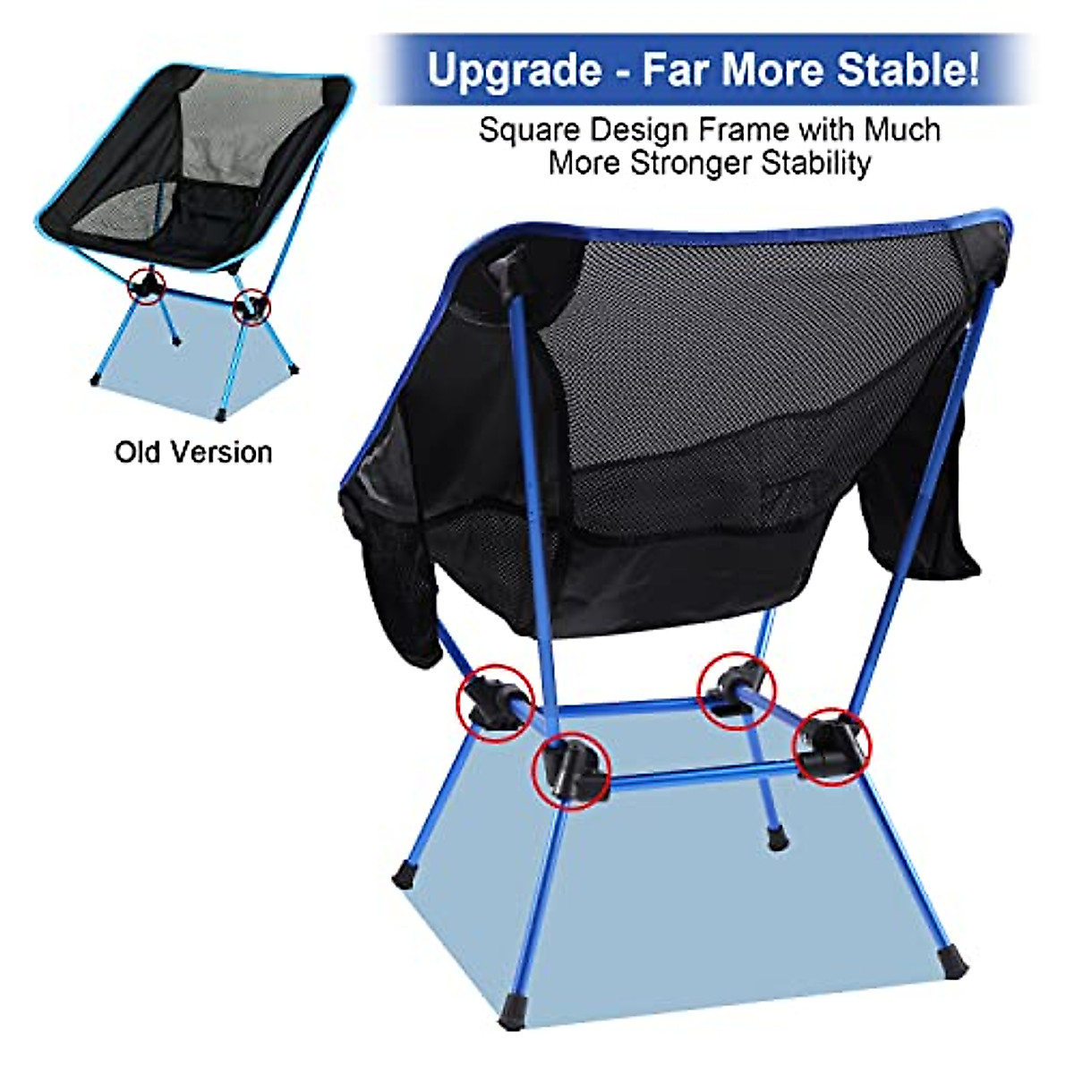 FBSPORT 2 Pack Portable Camping Chairs Lightweight Backpacking Chair Compact & Heavy Duty for Camp, Backpack, Hiking, Beach, Picnic, with Carry Bag