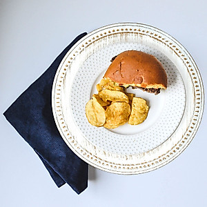 Kazozobi 13" Vintage Charger Plates, Beaded Chargers for Dinner Plates Set of 6, Charger Plates Bulk Wedding, White