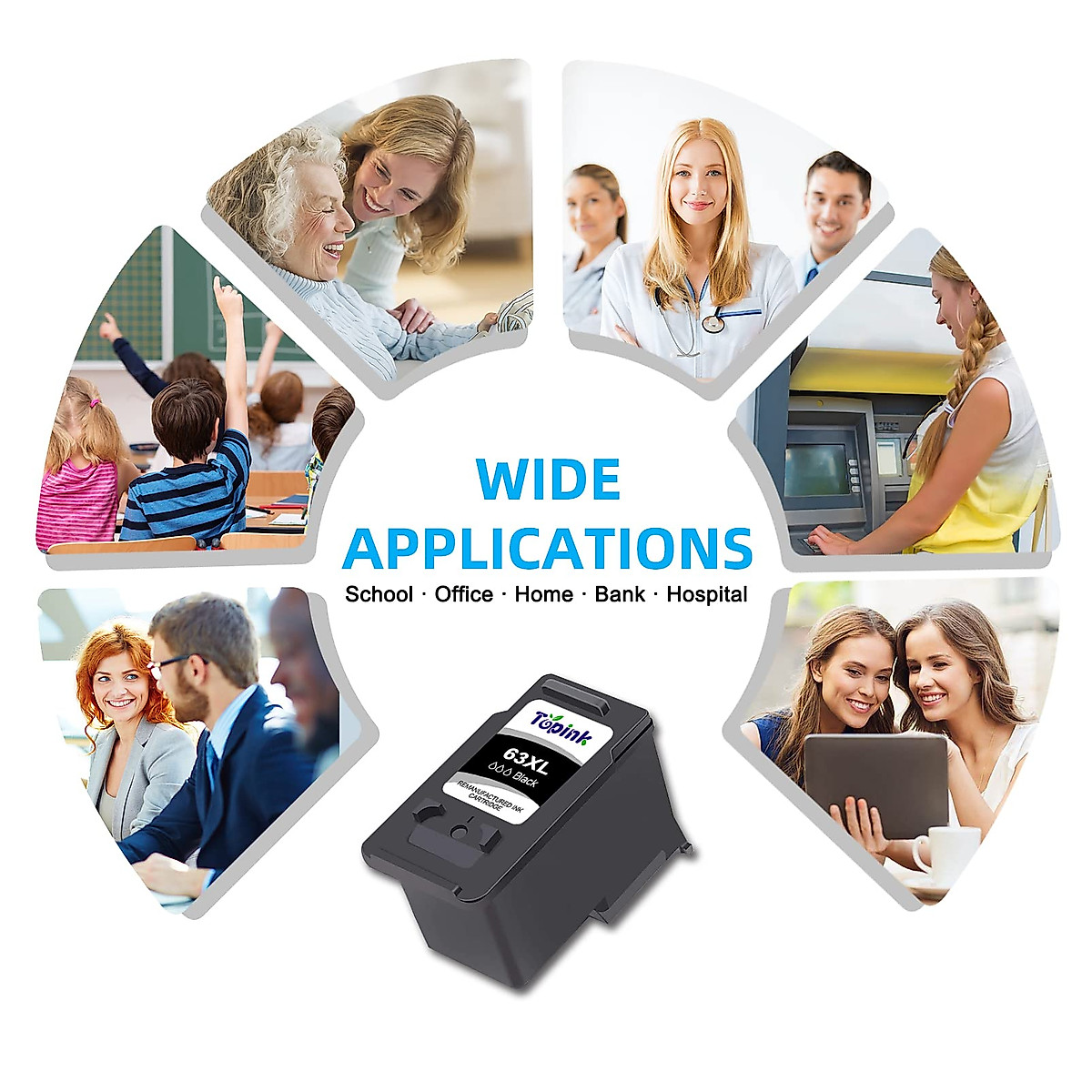 63XL Black Ink Cartridge Replacement for HP Ink 63 XL for Officejet 3830 4650 4652 4655 5200 5252 5255 5258 Envy 4520 4512 Deskjet 1112 2132 3630 3632 Printer HP63 HP63xl