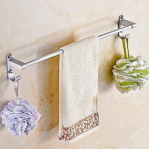 HYJMJJ Wall Mounted Coat Rack, Aluminum Towel Rack/Towel Rack Room/Bathroom Shelf/Double Rod for Bathroom,for Home Kitchen (Size : 60cm)