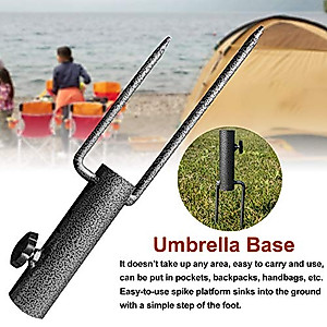 Denpetec Adjustable Portable Umbrella Base, 35cm Length Heavy Duty Ground Insert Steel Coating Umbrella Stand Base for 28-32mm Pole Umbrella Outdoor Park Patio Beach Ground